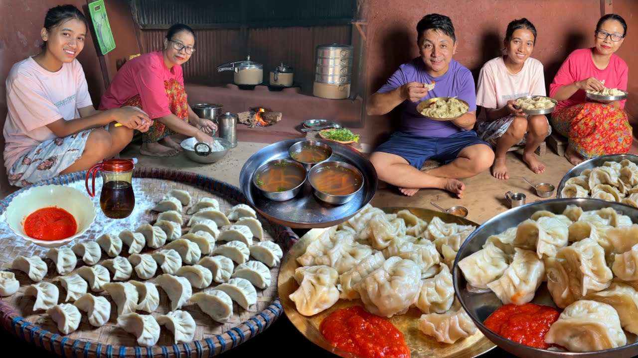Aloo Momos Recipe || Village Style Aloo Momo Recipe with Vegetable Soup ...