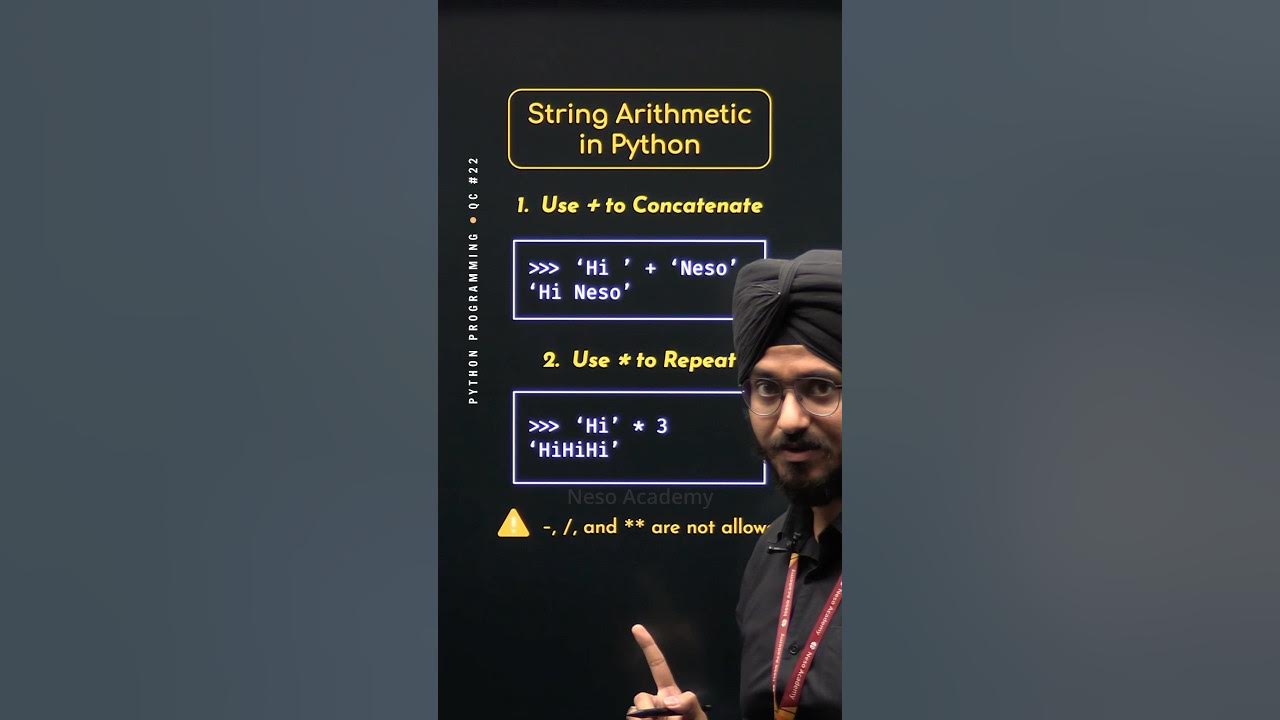 String Arithmetic in Python #Python #NesoAcademy #QuickConcepts - YouTube