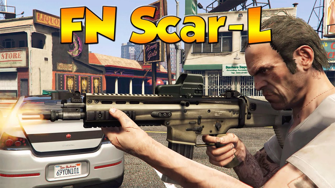 GTA 5 PC MODS - FN Scar-L [Scoped/Non-scoped] - YouTube