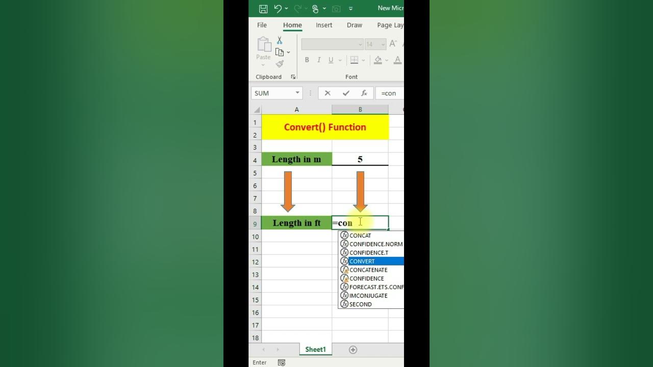 Convert Function In Excel 2021 Excel Exceltips Exceltutorial Excelfunctions Exceltricks