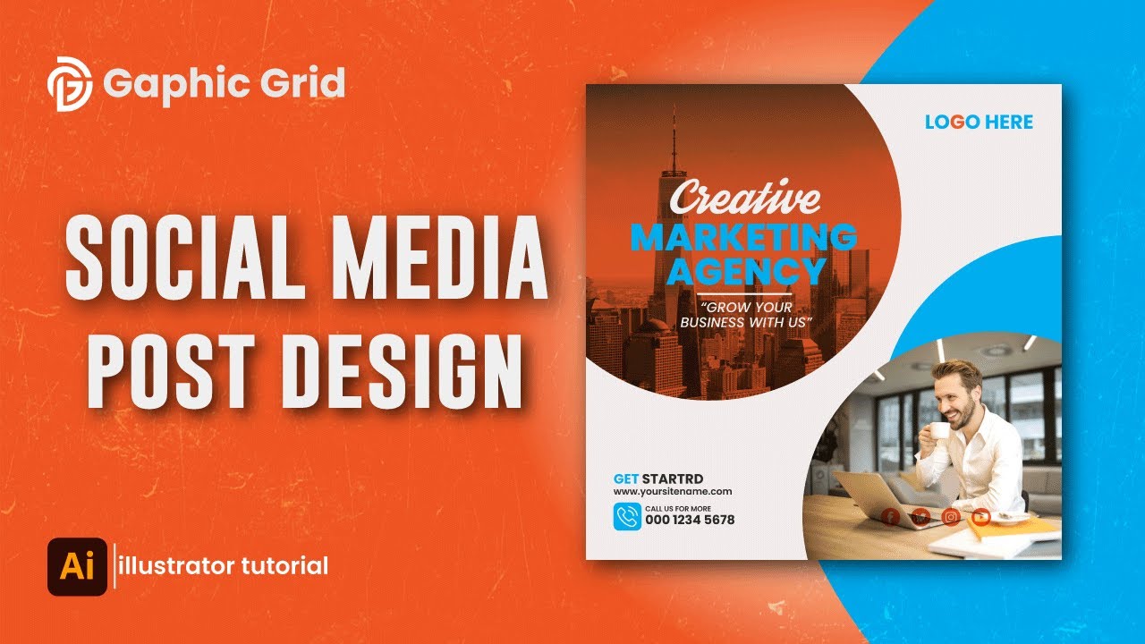 Social Media Post Design Illustrator Tutorial || Social Media Post ...