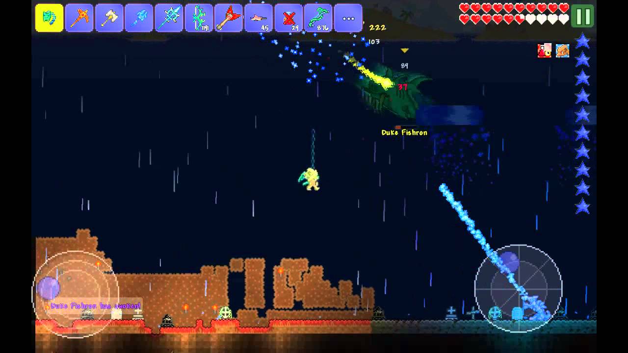 Beating duke fishron terraria tablet - YouTube