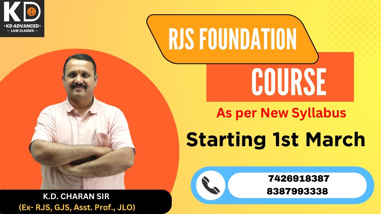 RJS FOUNDATION BATCH || RJS EXAM 2025 || By K.D CHARAN SIR || KDALC - YouTube
