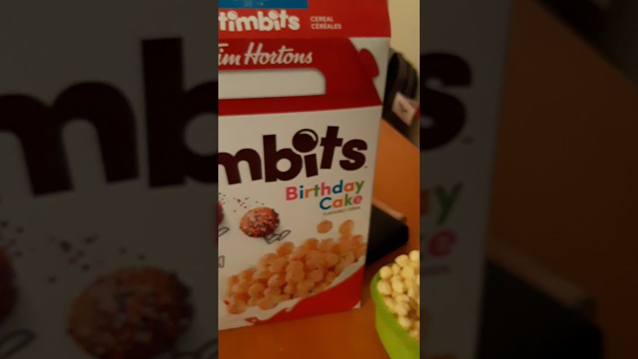 Birthday cake Timbit cereal - YouTube