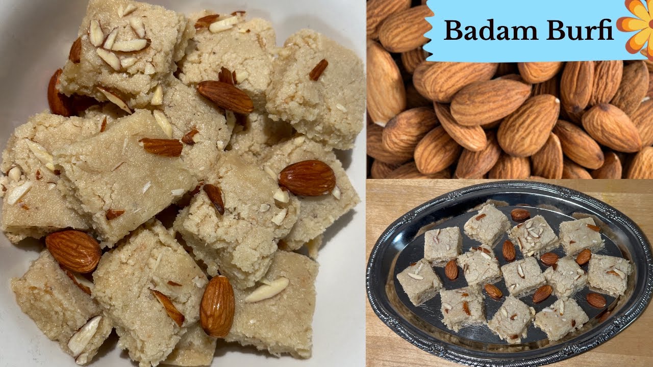 Badam ravva burfi😋బాదం రవ్వ బర్ఫీ👌almond burfi /almond katli-badam ...