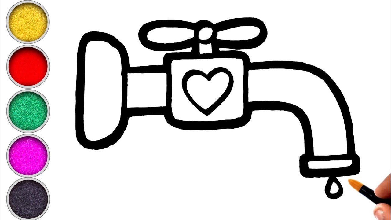 Water Tap Drawing and Coloring for Kids and Toddlers | Learn How to ...