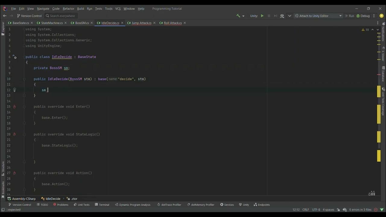Simple Boss AI with Finite State Machines in Unity - YouTube