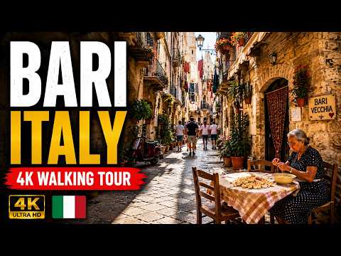 BARI İTALYA 4K 🇮🇹 | Güzel Eski Şehirde Yürüyüş Turu