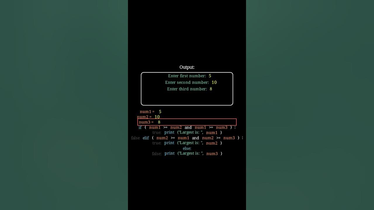 Else If || Largest From Three Numbers(part1) || DSA || Python || Animation #coding #python # ...