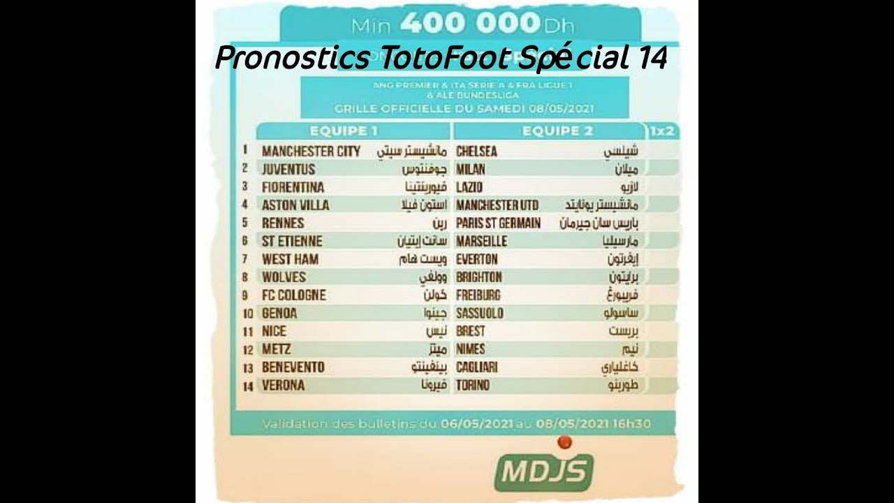 Pronostics TotoFoot Spécial 14 - YouTube