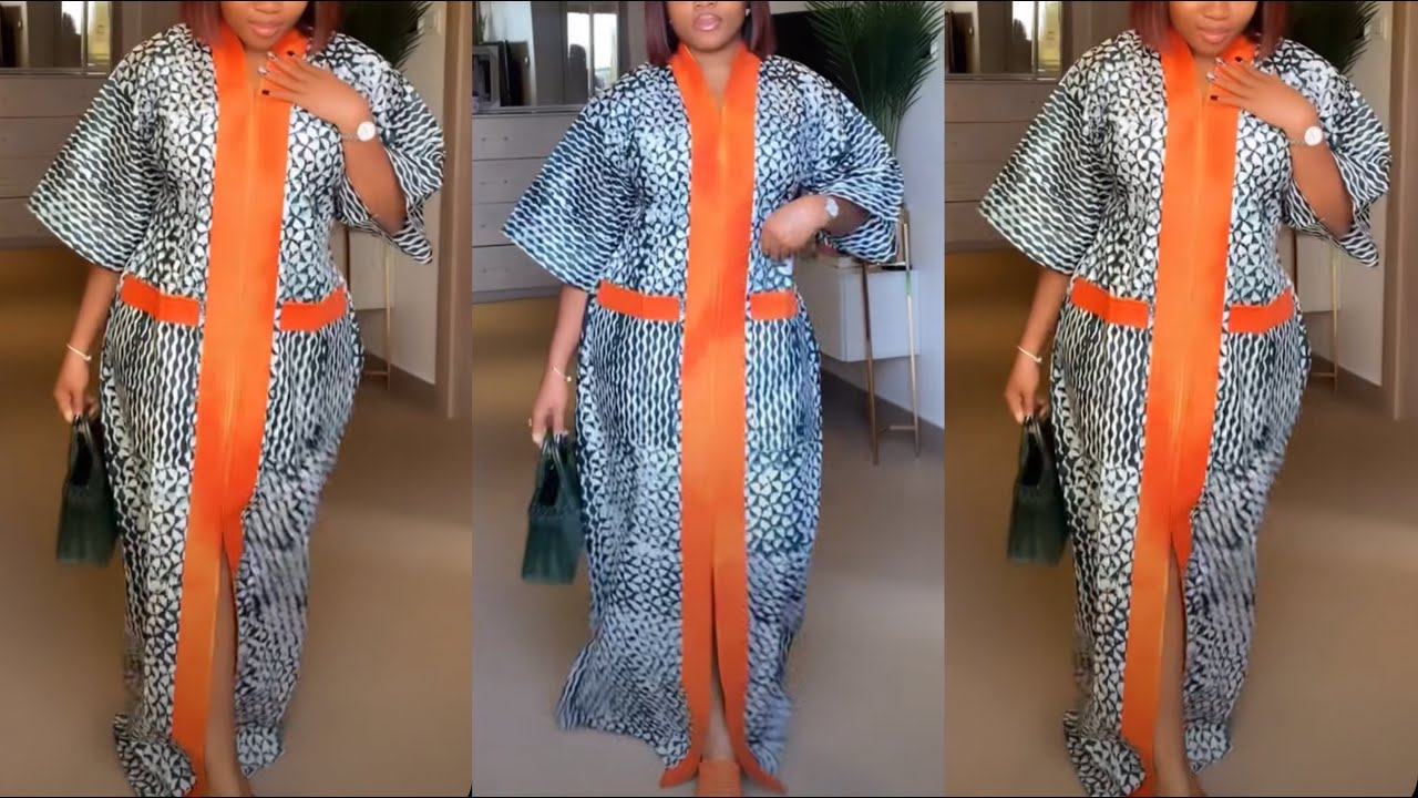 How to Cut and Sew a Bubu Gown with a Built-up Neckline and a slit ...