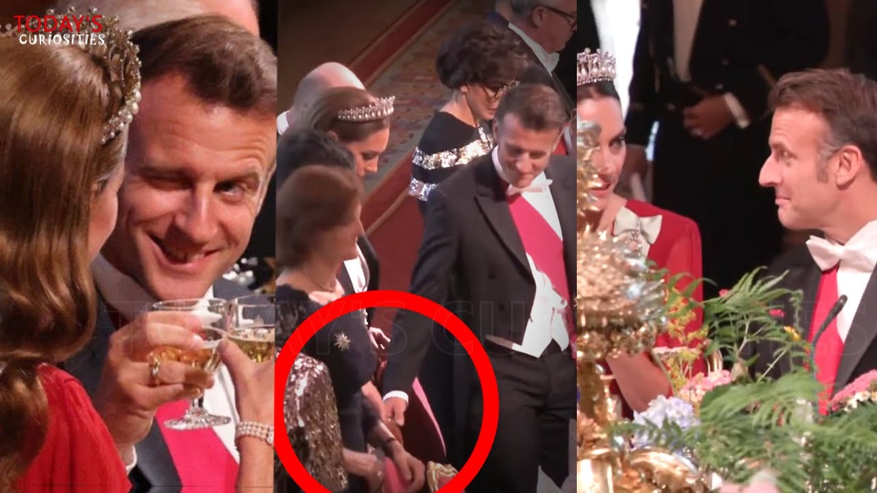 Macron flirts winking at Princess Kate during a banquet at the palace ...