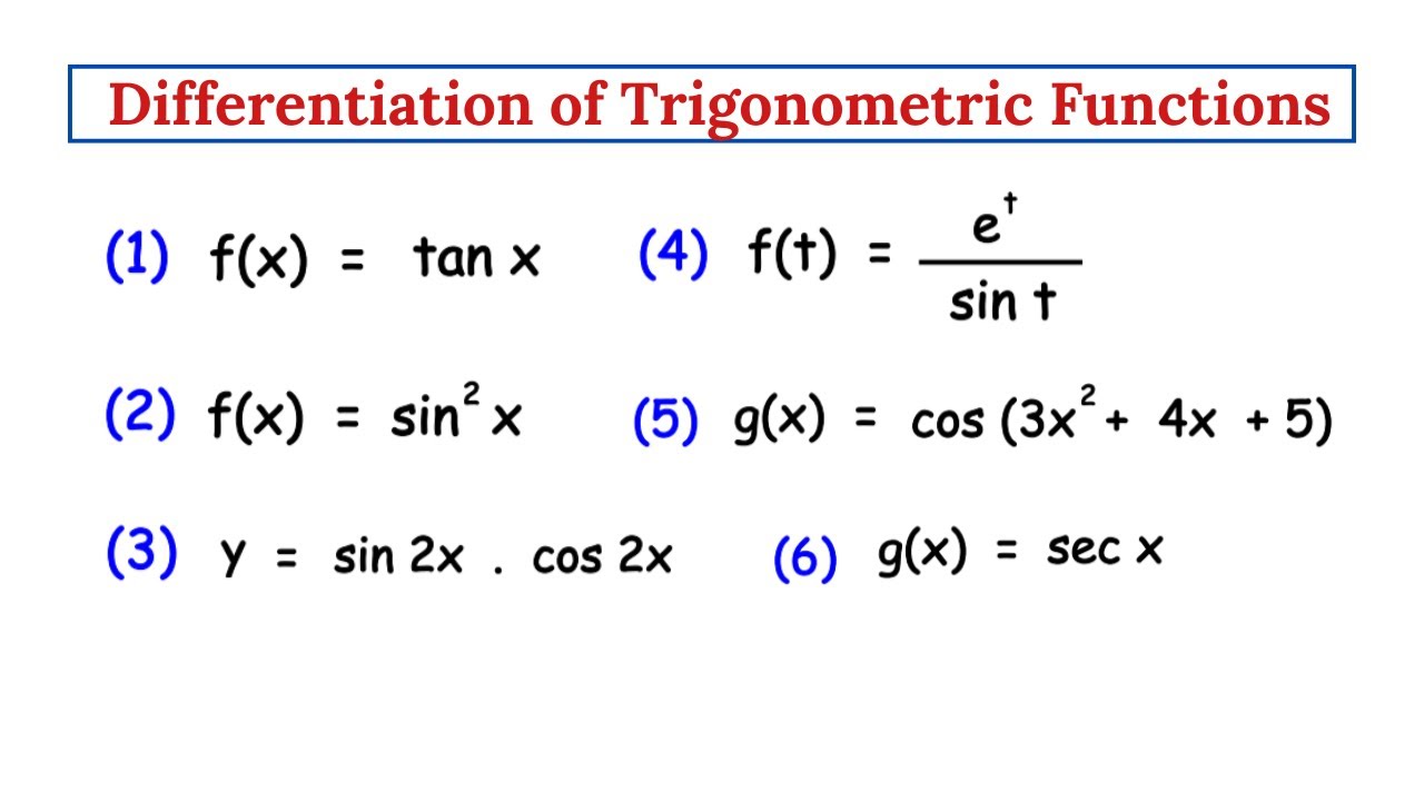 Trigonometric Functions differentiation explained with Examples ...