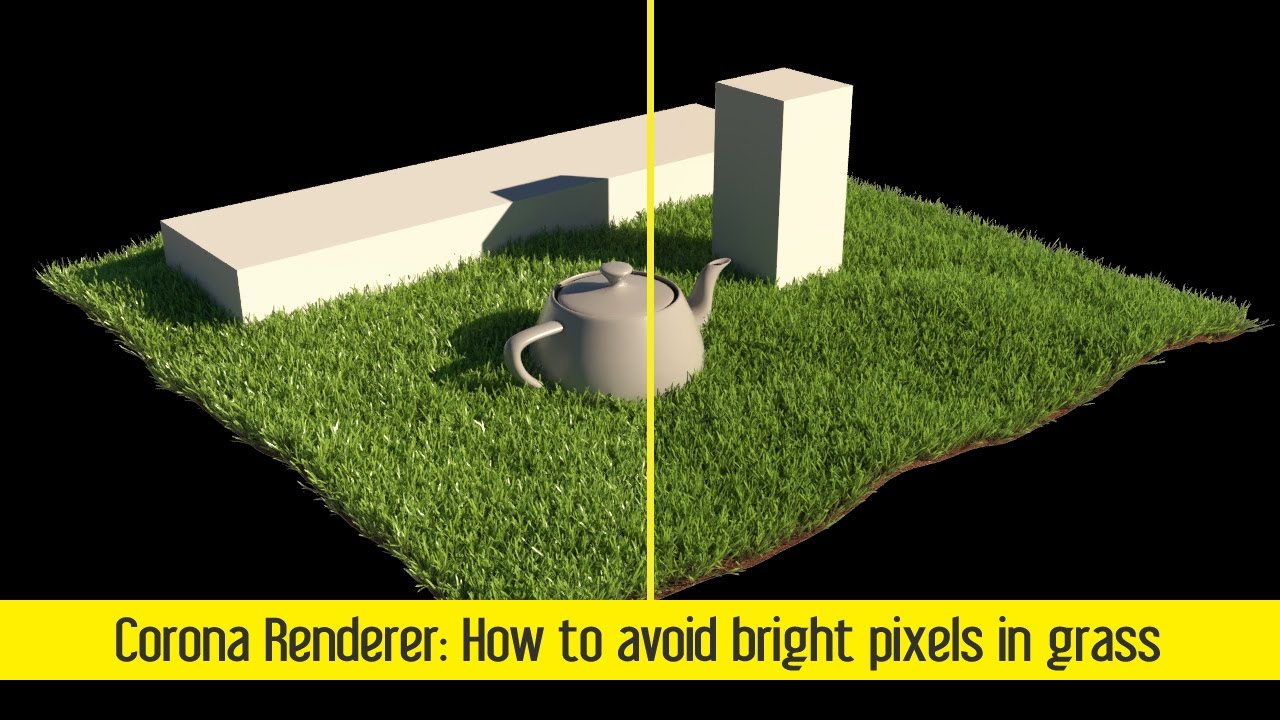 Corona Renderer: How to avoid bright pixels in grass - YouTube