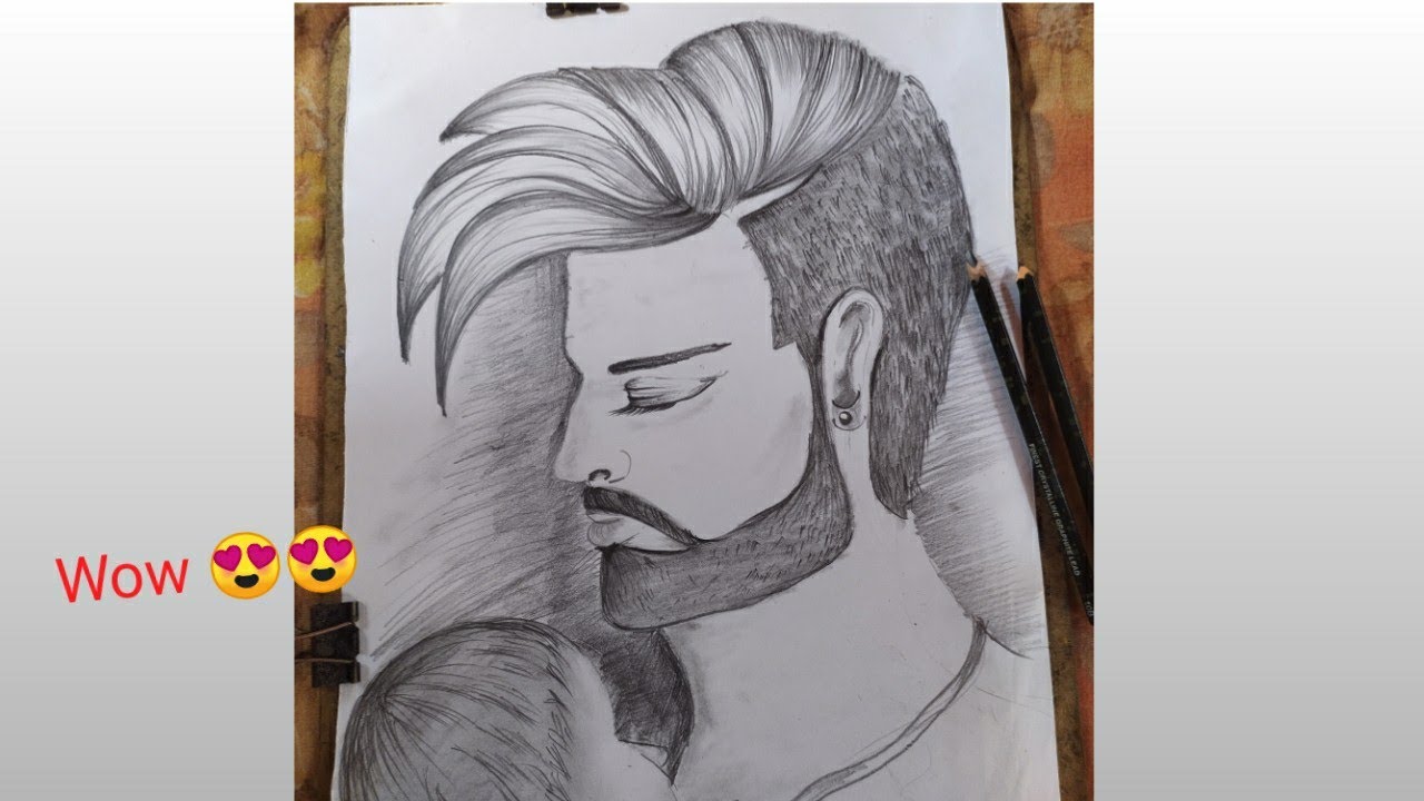 Father's day drawing। how to draw the father's and bady drawing। Sketch ...