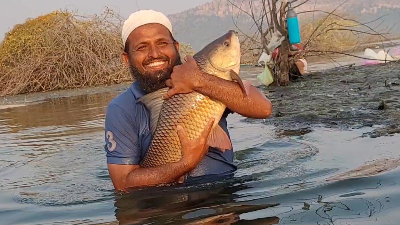 Unbelievable Fishing|Big Rohu Fish Catching in Krishna River We Used 6 ...