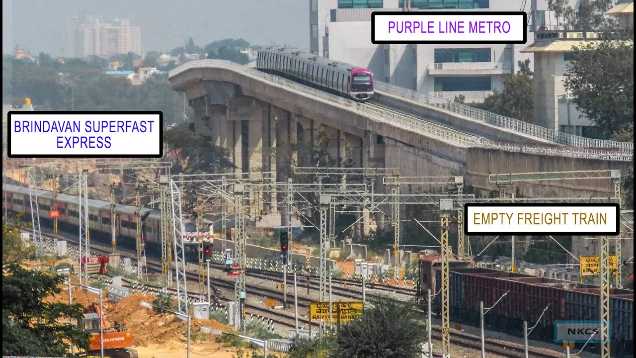 EMPTY FREIGHT TRAIN Blocks MAIN LINE for BRINDAVAN Super fast Express ...