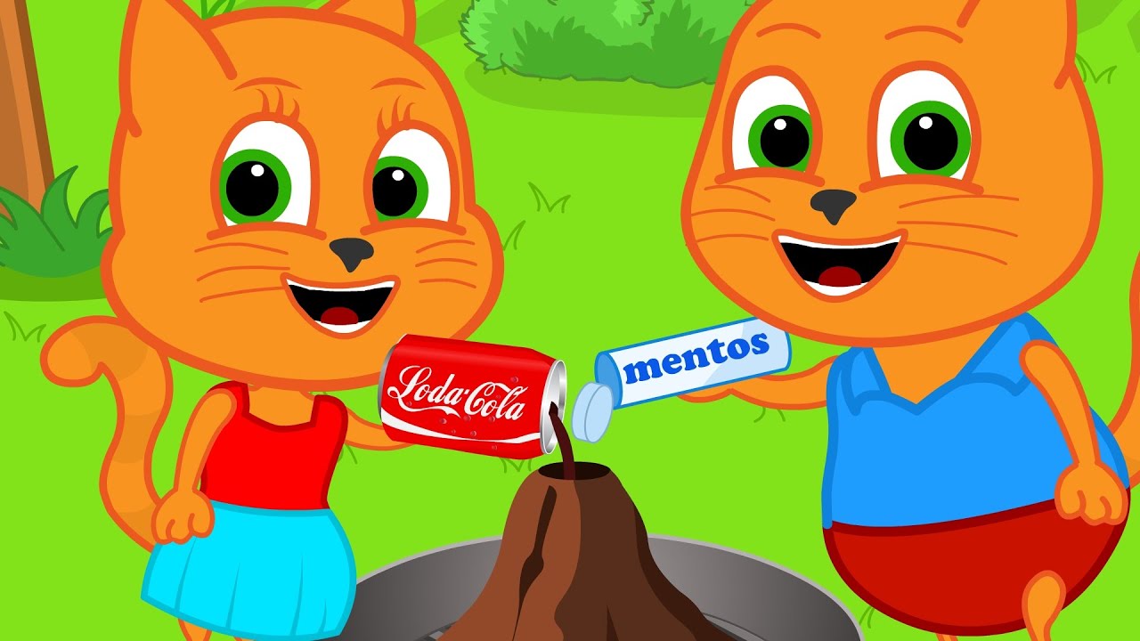 Cats Family in English - Mentos vs Cola Cartoon for Kids - YouTube
