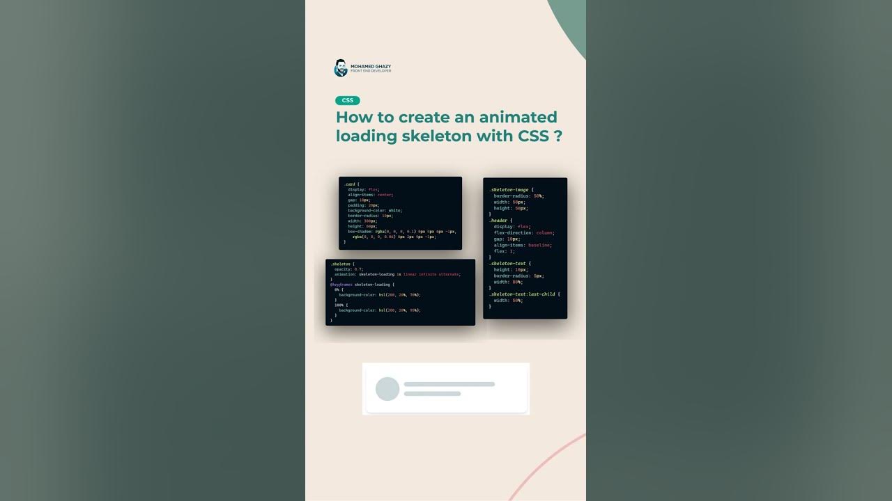 How To Create A Skeleton Loading Animation In Css Css3 Htmlcss Shorts Cssanimation
