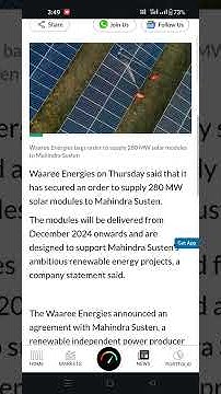Waaree Energies bags order to supply 280 MW solar modules to Mahindra Susten - YouTube