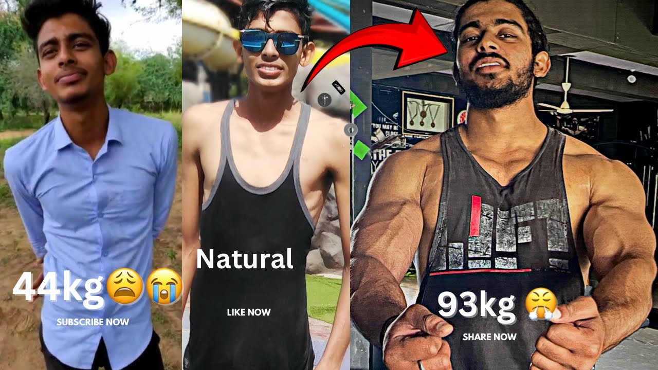 Transformation 44kg से 93kg की journey पूरी body change #natural # ...