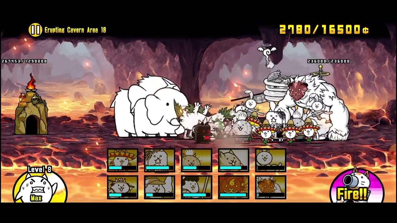 Battle Cats: Jinfore Volcano: Erupting Cavern Area 18 - YouTube