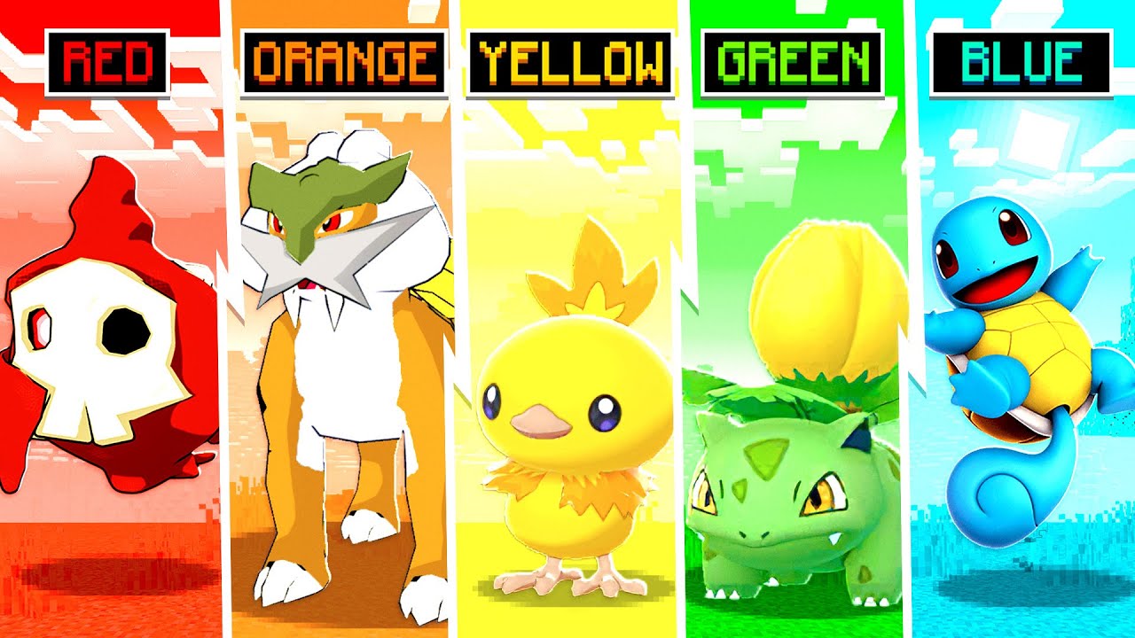 Making Pokémon Team Using RAINBOW in MINECRAFT! - YouTube