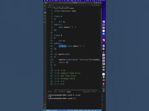 size of class with virtual function In C++ Programming #cppprogramming #cplusplus - YouTube