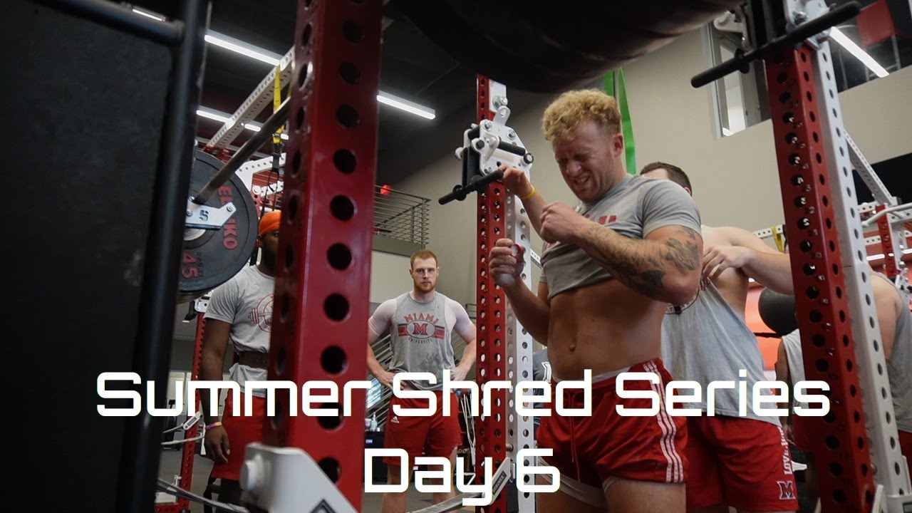 Summer Shred Series Day 6 Max Squat and Bench Day with Division 1 Football Team - YouTube
