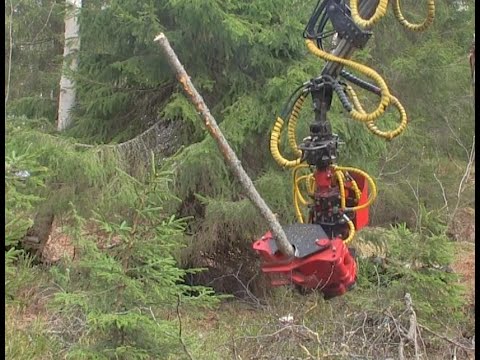 Homemade energy wood grapple first bite - YouTube