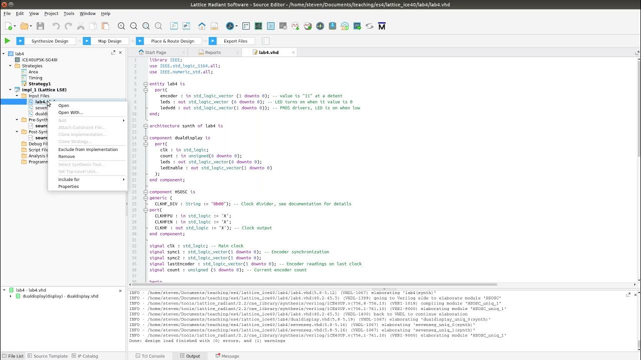 How to set the top module and enable VHDL-2008 in Lattice Radiant - YouTube