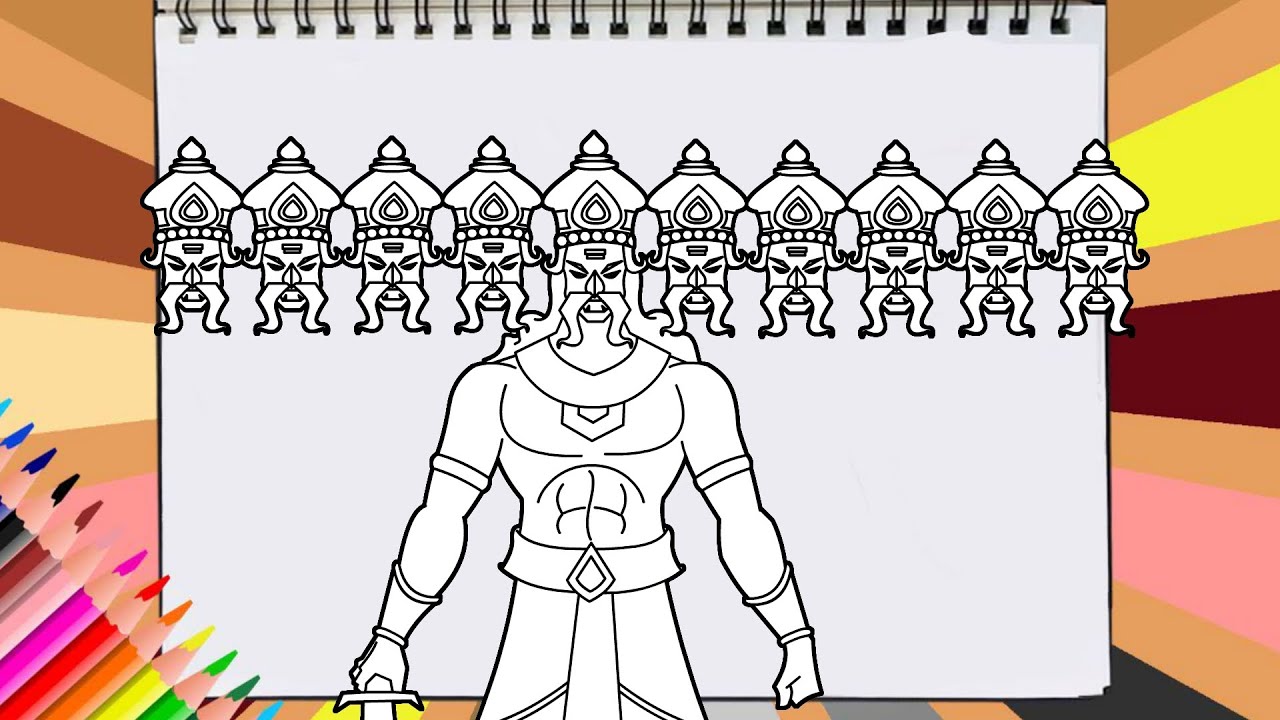 How to Draw Ravan | Ravan Dahan Drawing and Colouring Video for ...