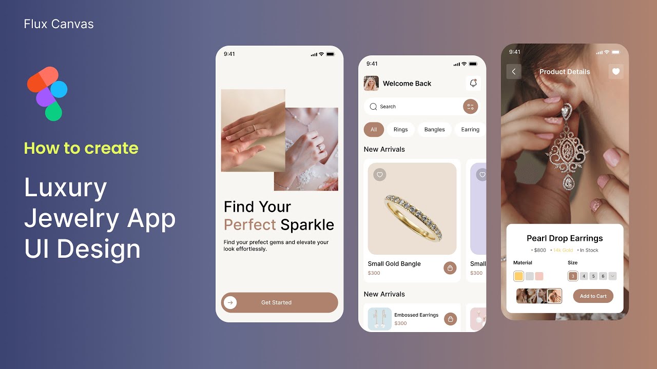 Design a Luxury Jewelry App UI in Figma | Elegant UI/UX Prototyping ...