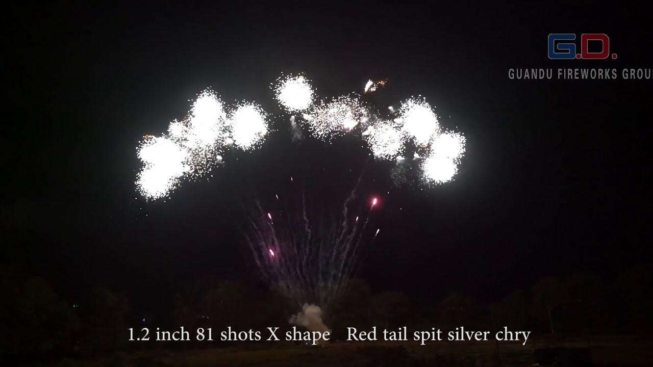 1 2 inch 81 shots X shape Red tail spit silver chry - YouTube