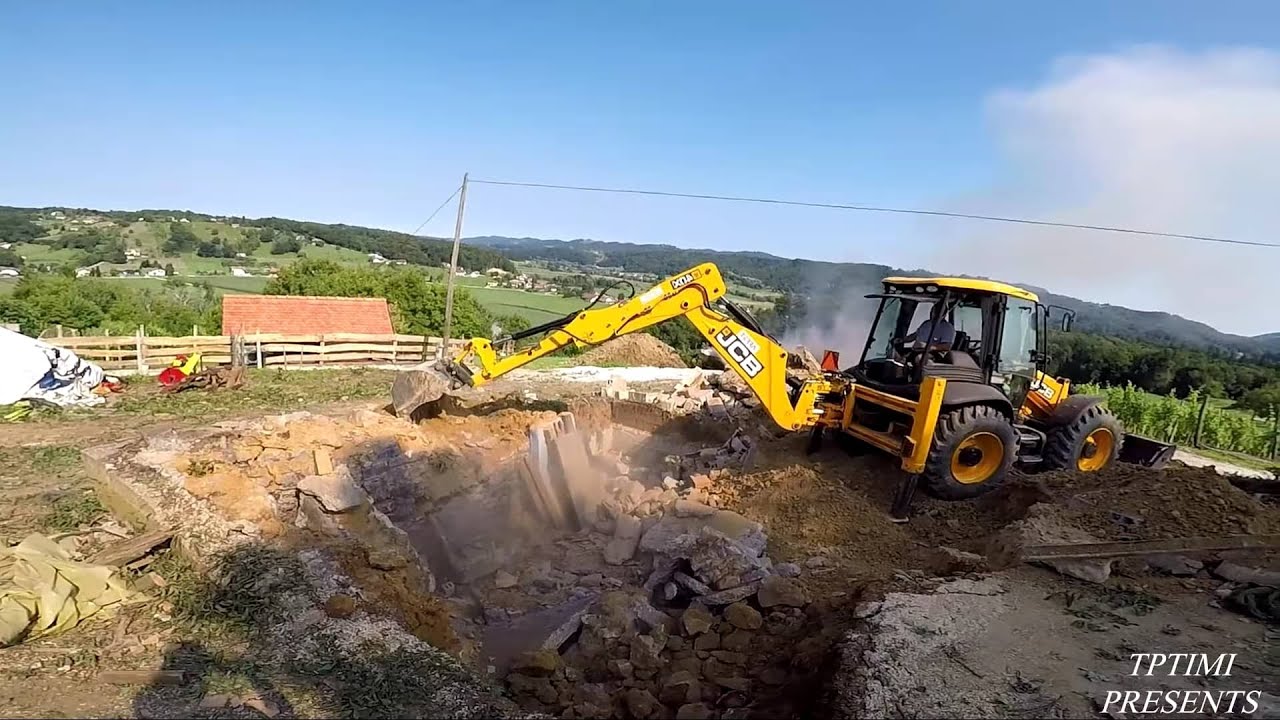JCB 4cx backhoe loader Basement Demolition And Clearing - YouTube