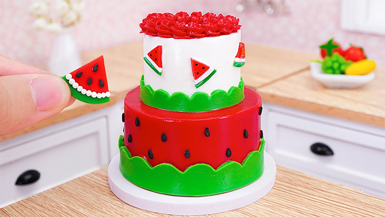 Watermelon Cake 🍉 Delicious Miniature Cocomelon Watermelon Cake ...