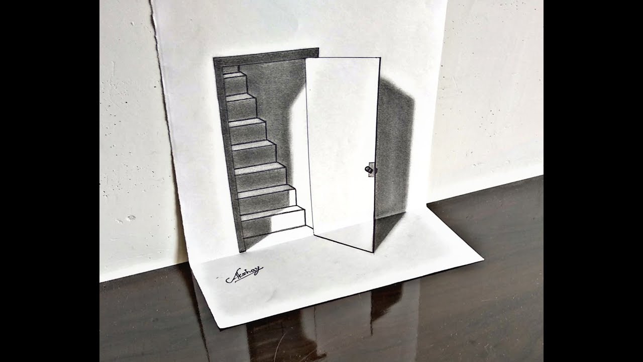 3D Door Illusion || Magic perspective with pencil || Art Maker Akshay ...