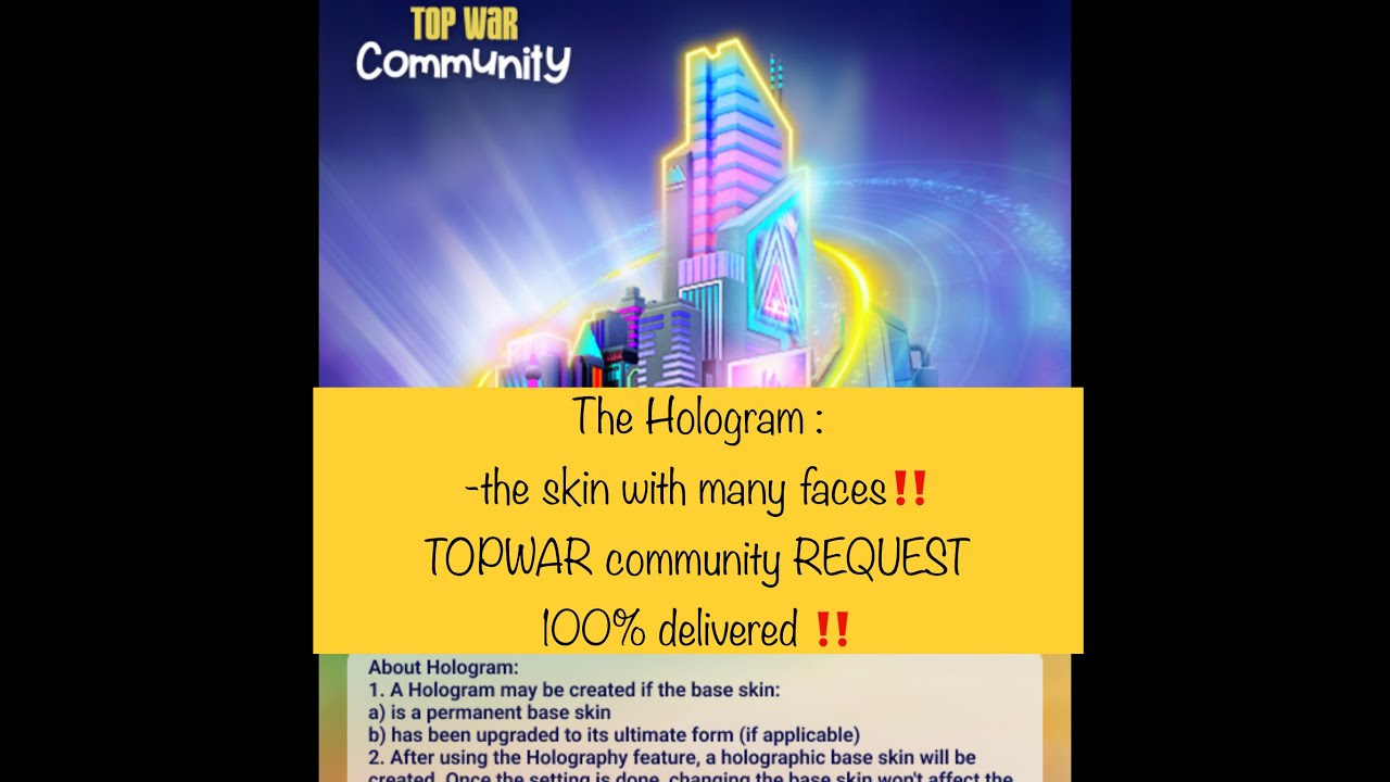 TOPWAR: THE HOLOGRAM LEAKS: the skin with many faces‼️ - YouTube