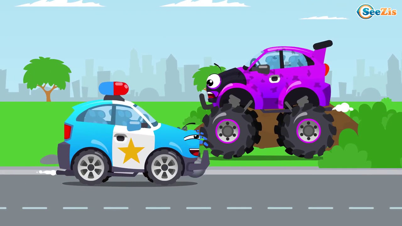 Tubidy ioWheelcity Police Car Monster Truck Car Vehicles New Cartoon ...