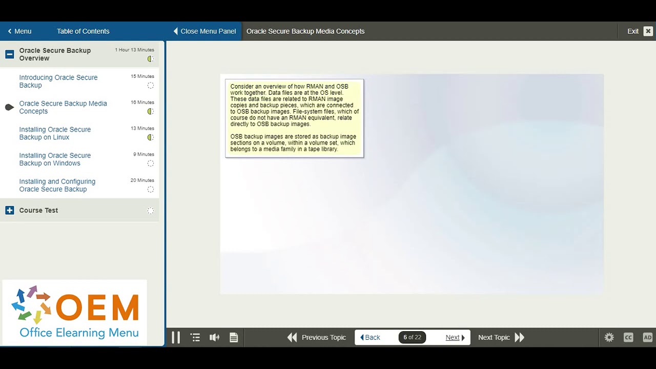 Oracle Database 11g Secure Backup Elearning Training DEMO - YouTube