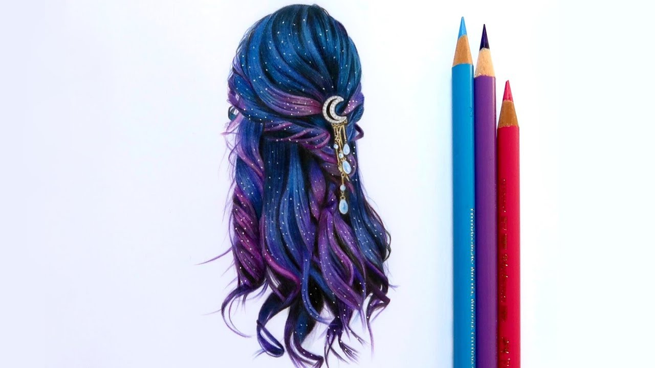 How to draw sparkling hair - YouTube