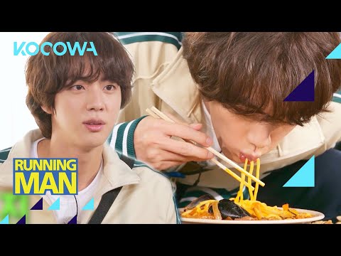 BTS's JIN enjoys Chinese food mukbang but then THIS happens... l Running Man Ep 627 [ENG SUB]