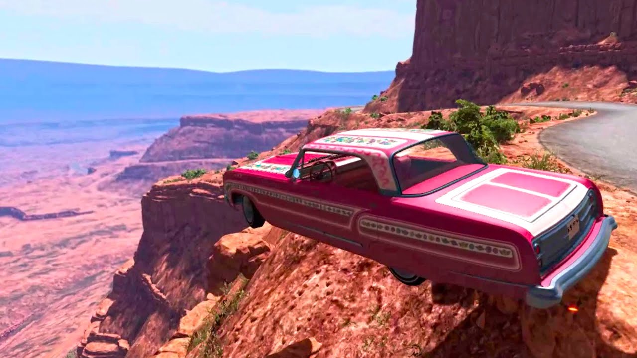 Falling cars into a cliff in the computer game BeamNG Drive | Car Games ...