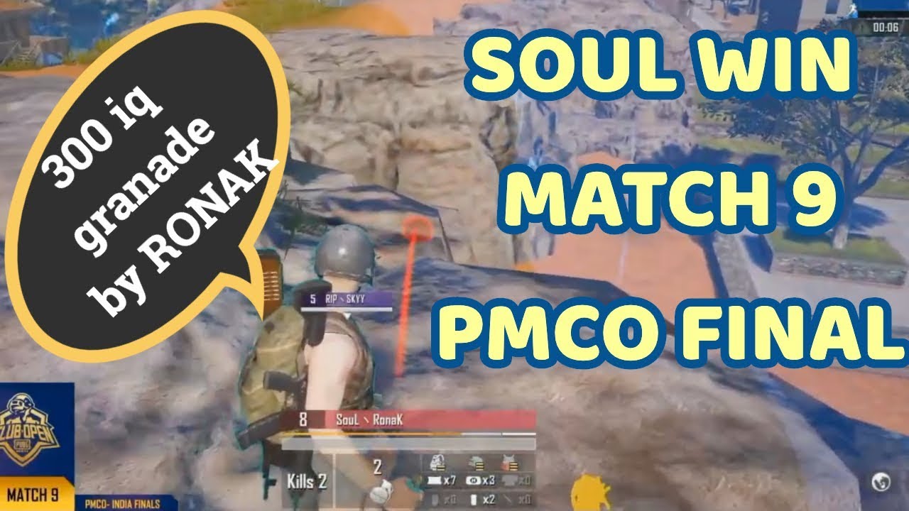 SOUL WIN MATCH 9 PMCO FINAL DAY 2 !!! Ronak OP Granade !!! 300 iq ...