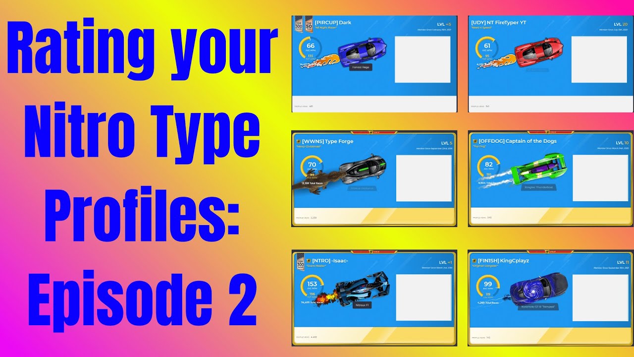 Nitro Type Rating your Profiles: Episode 2! - YouTube