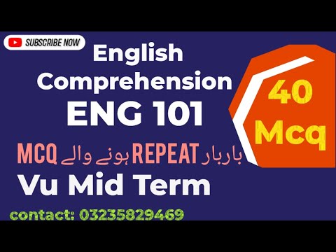 Eng101 English Comprehension important Mid Term Mcq #eng101 #vu # ...