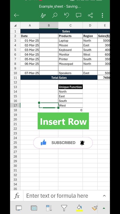 How to Insert Row and Column Quickly in mobile excel #excel #tricks - YouTube