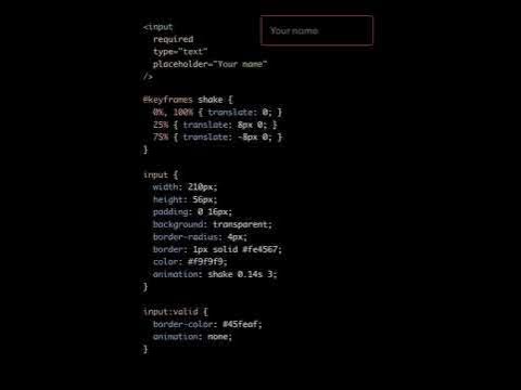 CSS Shaking Validation #frontend #html #css #coding #developer - YouTube