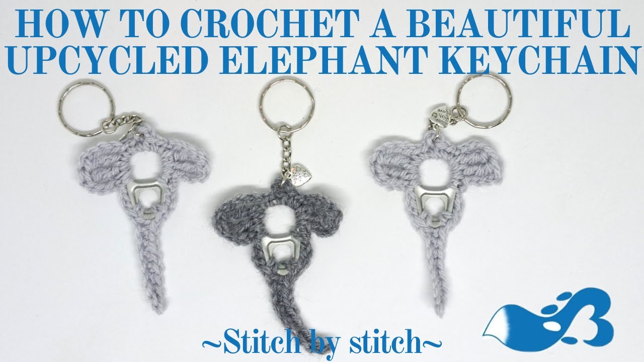 How to crochet an upcycled elephant keychain - sell as many as you can ...