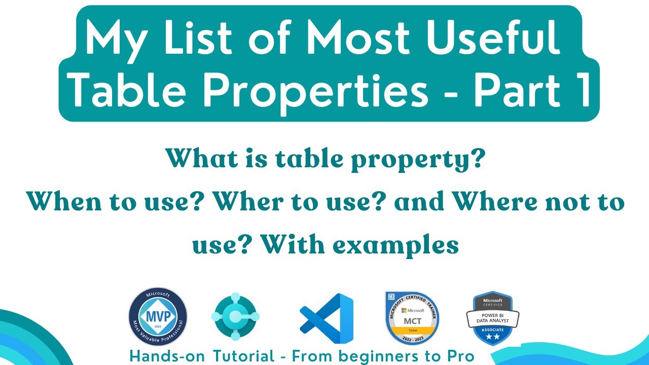 My list of most useful table properties in #businesscentral | part #1 ...